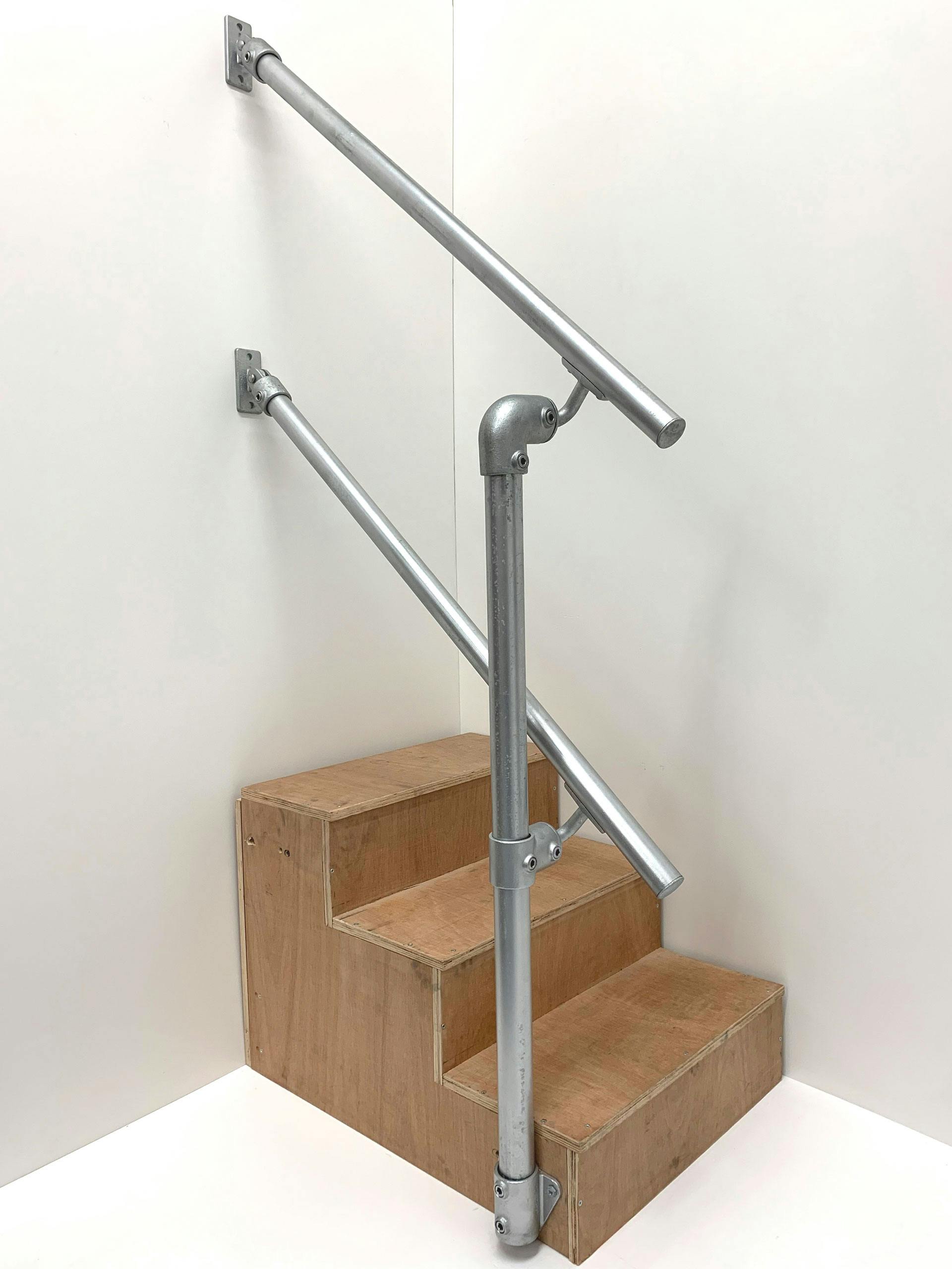 Global Walkway Adjustable Wall-to-Floor Stair DDA Handrail Kit two rails