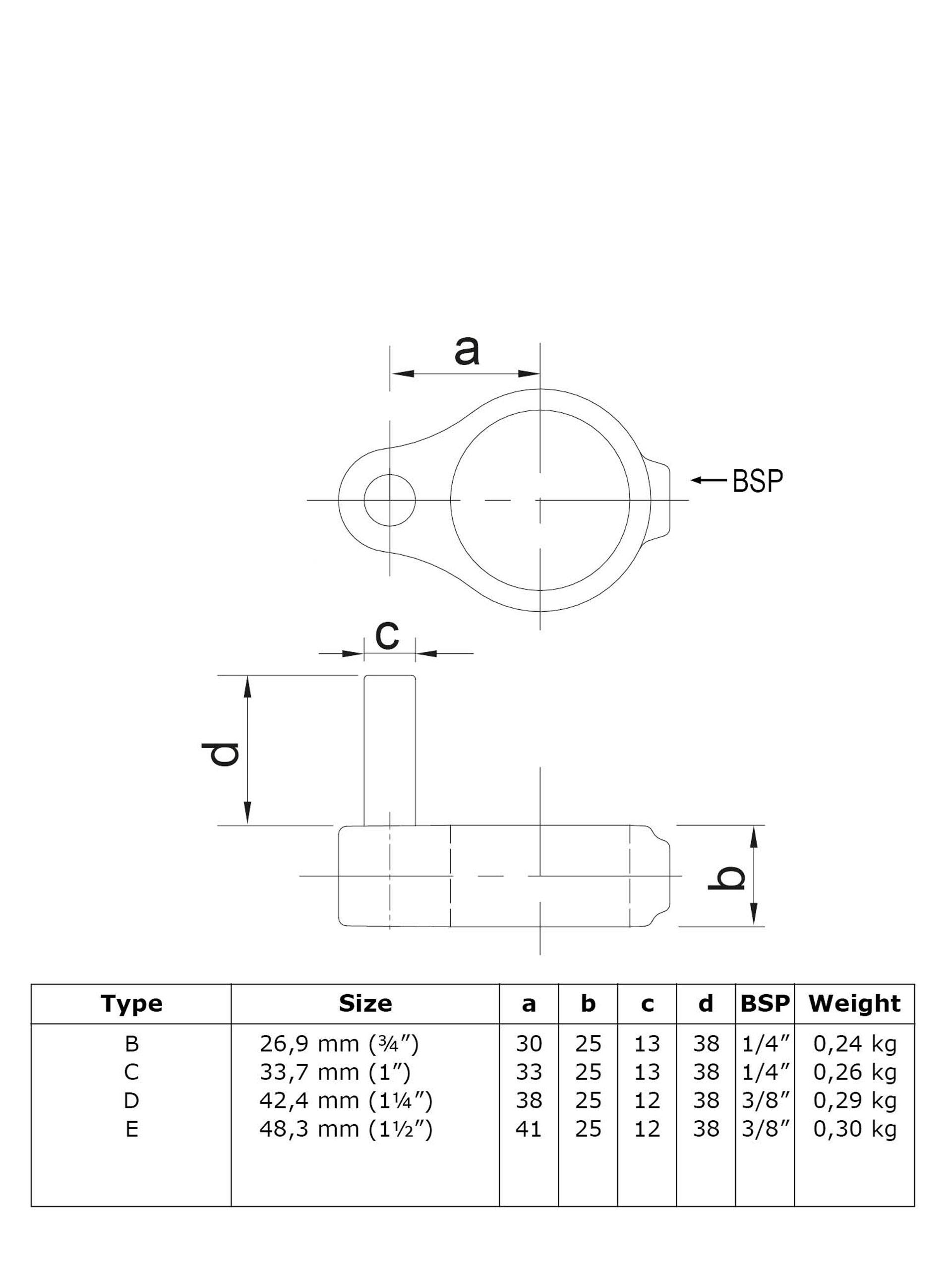 140 Gate Hinge Key Clamp (33.7mm Round Self Colour)