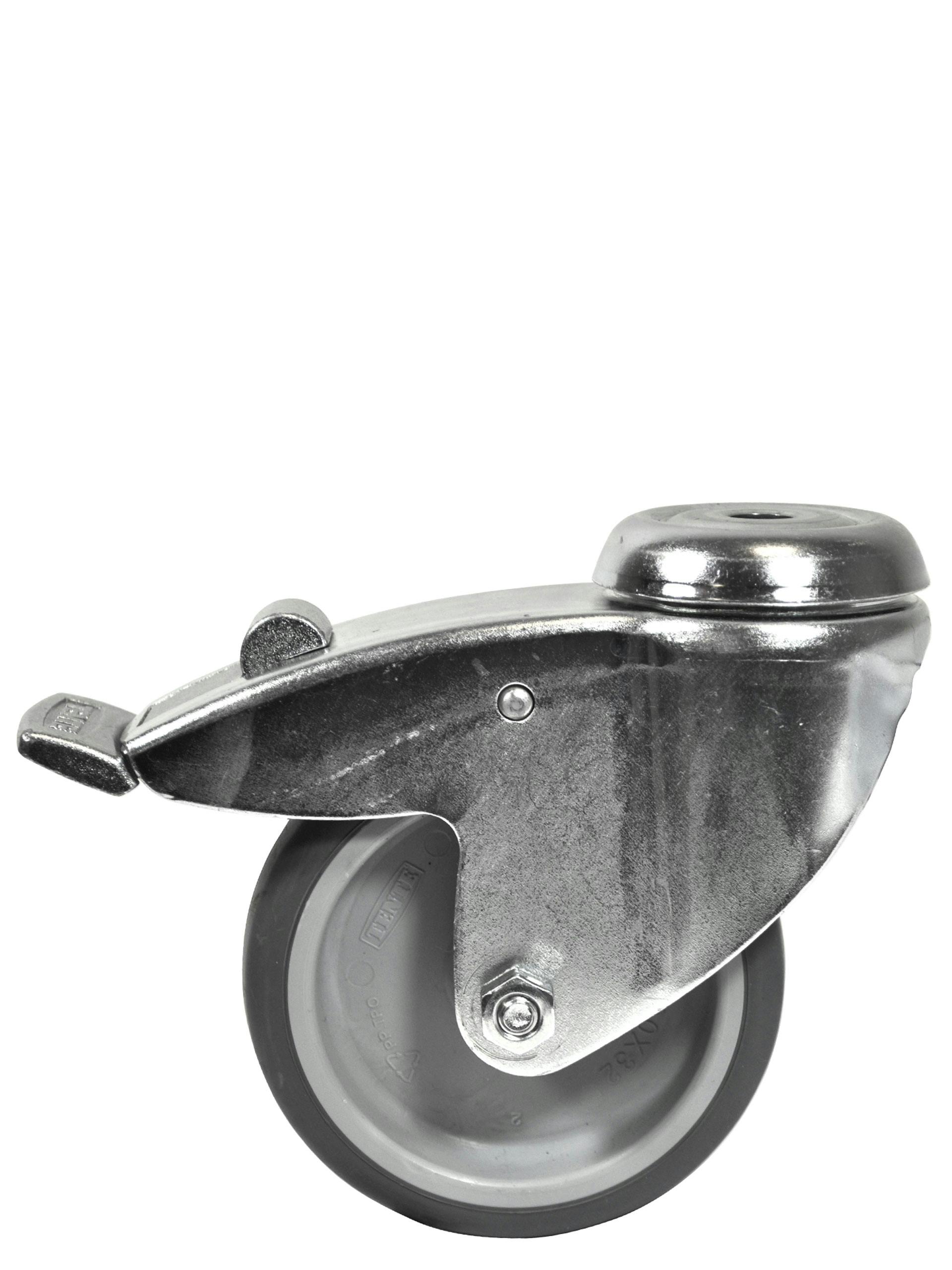 75mm Diameter Swivel Wheel ONLY Castors Braked - Silver