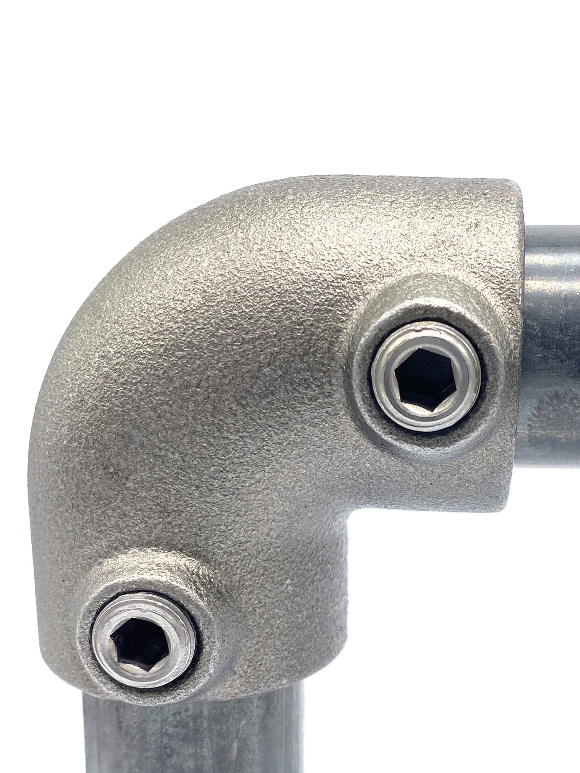 125 90 degree 2way Key Clamp Elbow (33.7mm Round Self Colour)