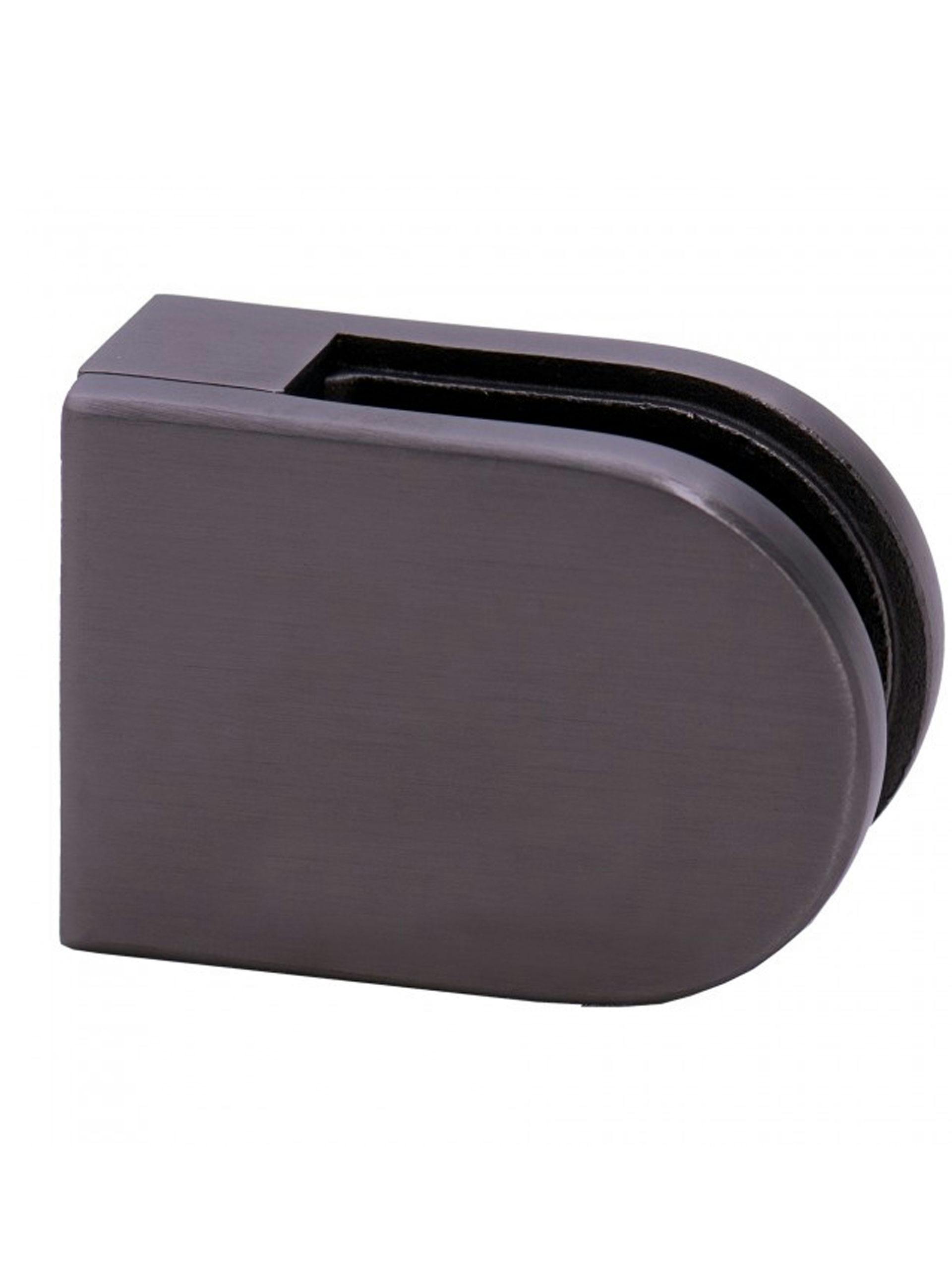 Stainless Steel Glass Clamp Round Type Flat Back Black Satin