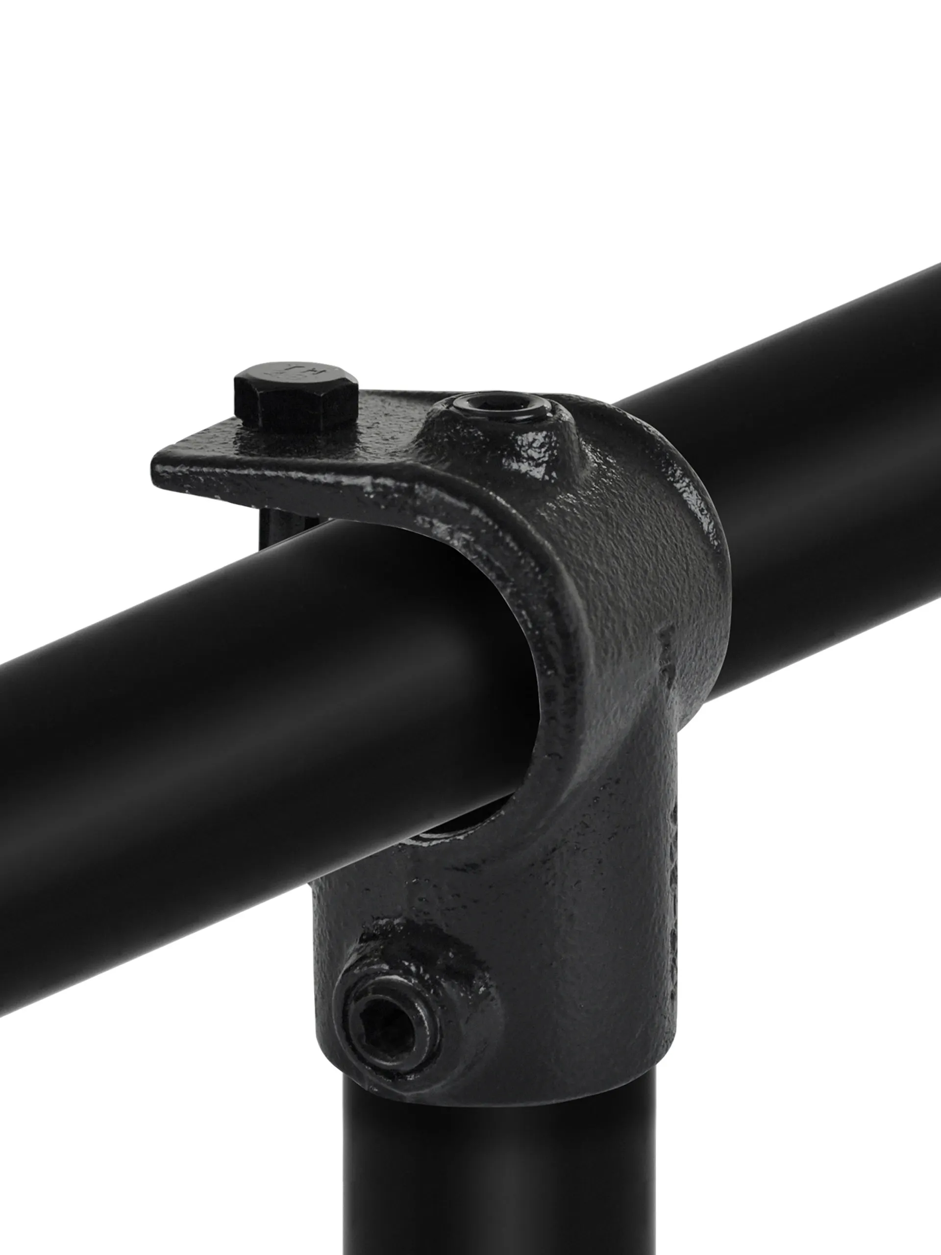 135 Retro Fit Clamp On Tee Inline Key Clamp (Round Black) 26.9mm, 33.7mm